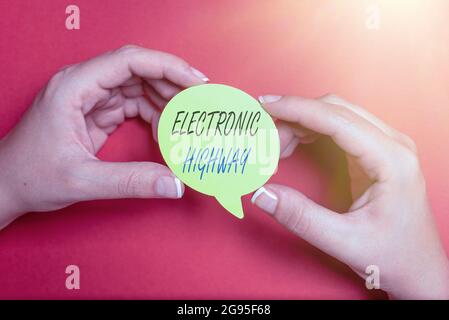 Sign displaying Electronic Highway. Internet Concept Digital ...