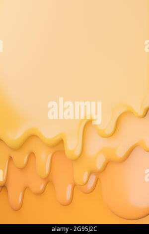Cheese creamy liquid drips.,cheese melt on yellow background.,3d model ...