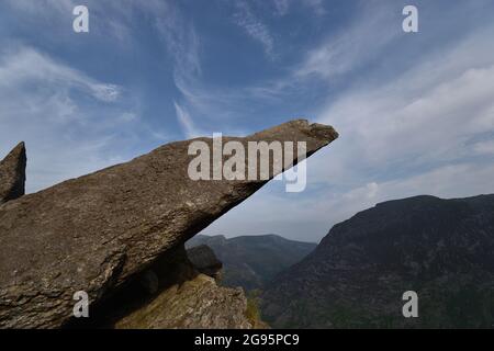 The famous rock The Cannon on Tryfan in North Wales Stock Photo - Alamy