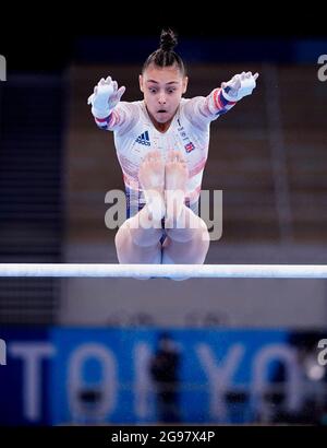 Great Britain's Jessica Gadirova in action on the balance beam during ...