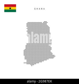 Pixel map of Ghana. The dotted map is on white background. Vector ...