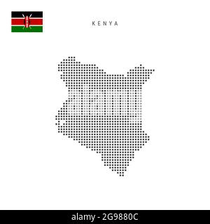 Square dots pattern map of Kenya. Kenyan dotted pixel map with national ...