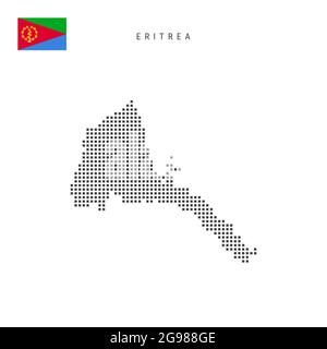 Square dots pattern map of Eritrea. Eritrean dotted pixel map with national flag colors isolated ...