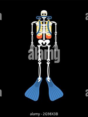 Scuba diver skull vector illustration. Head of skeleton with mask ...