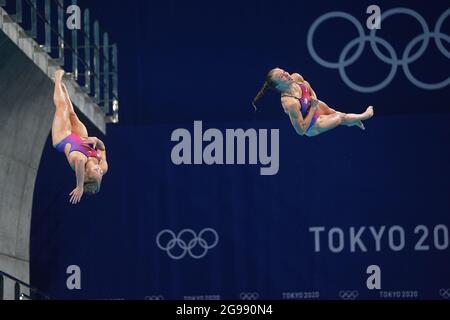 Krysta Palmer and Alison Gibson of the United States compete during the ...