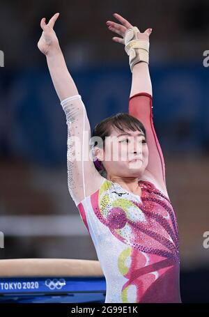 July 25, 2021: Yuna Hiraiwa of Japan during women's artistic gymnastics ...