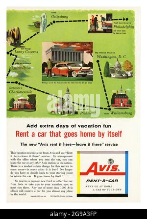 Avis Rent-A-Car - Vintage advertising of classic American car Stock ...