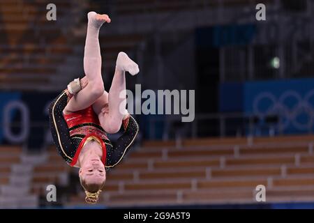 Belgian Lisa Vaelen pictured in action during the team final of the ...