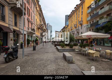 a wonderful view of the famous Corso Como, Milan, Italy, famous for it ...