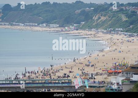 People gathered on Bournemouth Beach in Dorset. Picture date: Sunday ...