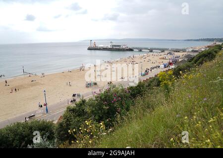 People gathered on Bournemouth Beach in Dorset. Picture date: Sunday ...