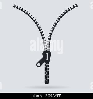 Zipper banner template. Open zipper. Empty poster for your design ...