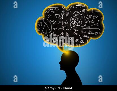 Human brain and mathematical formulas Stock Photo - Alamy
