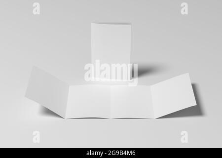 Vertical double gate fold brochure. Four panels, eight pages blank ...