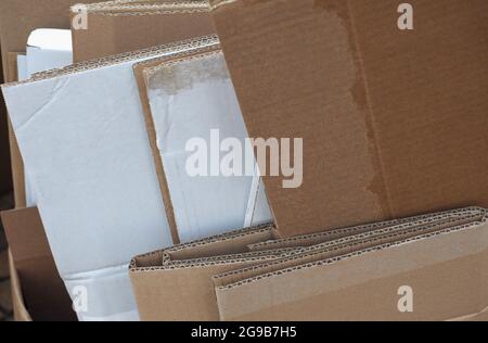many cardboard boxes for shipping packets with post or courier Stock ...