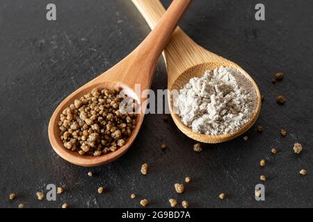 Close-up of semolina and millet flour Stock Photo - Alamy