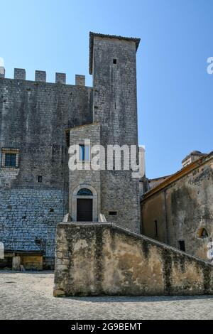 Maenza, Italy, July 24, 2021. A street in the historic center of a ...