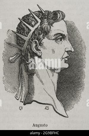 Emperor Octavian Augustus (27 BC - 14 AD), founder of the Roman Empire ...