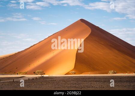 Towering sand dunes around Sossusvlei in the Namib-Naukluft National ...