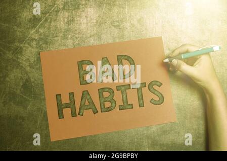 Conceptual display New Habits, Word for change the routine of behavior ...