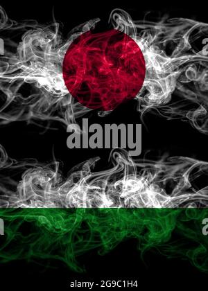 Smoke flags of Japan, Japanese and Saxony Anhalt, state Stock Photo - Alamy