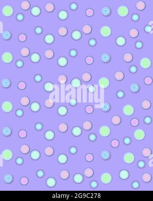 Soft pastel colored polka dots float across a background of lilac. Dots ...