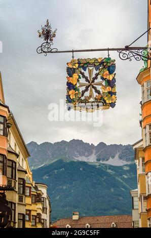 INNSBRUCK, AUSTRIA - SEPTEMBER 2, 2013: Architectural detail, colorful ...