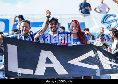 Orlando, Florida, USA, July 25, 2021, Millonarios fans at Camping World ...