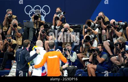 TOKYO, JAPAN - JULY 26: Nicolo Martinenghi of Italy, Adam Peaty of ...