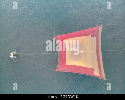 Colorful fishing net in Cua Dai beach Hoi An town central Vietnam Stock ...