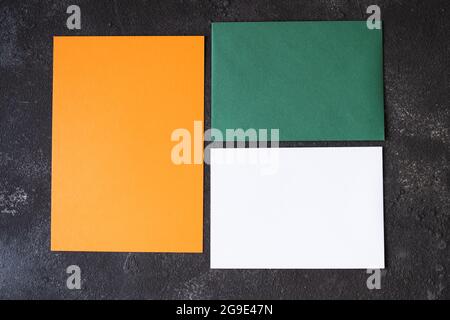 Blank papers in autumn color for mock up template design and decorative ...