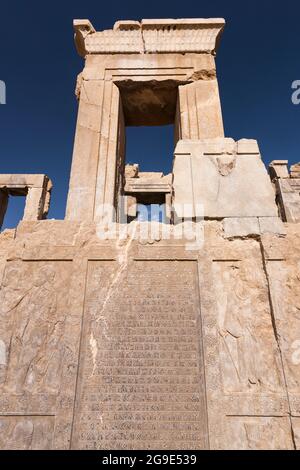 Persepolis, cuneiform inscription, palace of Darius the great(Tachara ...