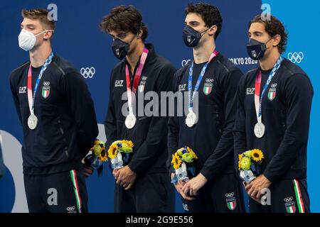 TOKYO, JAPAN - JULY 26: Alessandro Miressi, Thomas Ceccon, Lorenzo ...