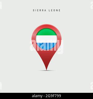 Teardrop map marker with flag of Sierra Leone. Salone flag inserted in the location map pin ...