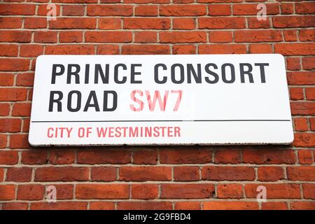 Prince Consort Road London SW7 street name sign Stock Photo - Alamy
