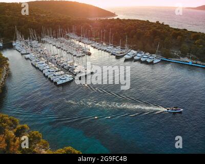 Sailing in Croatia. Sveti Klement (St. Clement) island of Pakleni ...