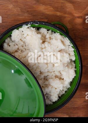 Traditional South African Maize meal in rustic green pot Stock Photo ...