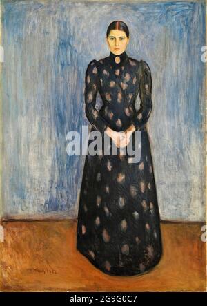 Inger in Black, portrait painting of the artist's Sister in oil on ...