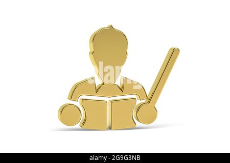 Golden 3d geometry icon isolated on white background - 3D render Stock ...