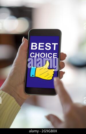 Smartphone screen displaying a best quality concept Stock Photo - Alamy