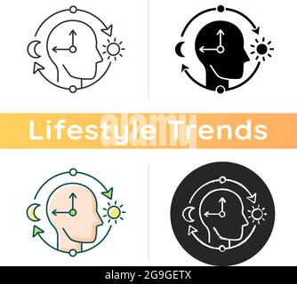 Circadian rhythms icon logo sign vector outline in black and white ...