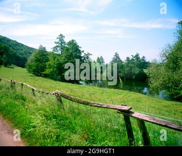 The Wye Valley Walk Long Distance Footpath submerged beneath the muddy ...