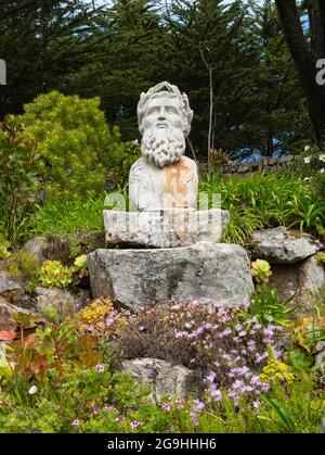Statue of Father Neptune, Tresco Abbey Gardens, Tresco, Isles of Scilly ...