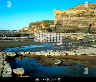 cwm nash beach and lias limestone cliffs, glamorgan heritage coast vale ...