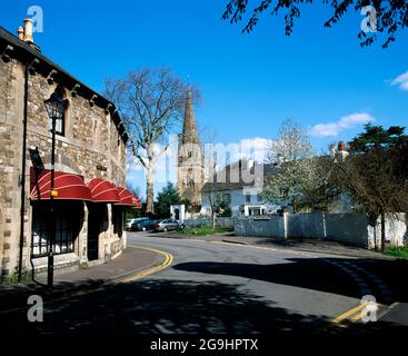 Llandaff Cathedral and high street, Cardiff, South Wales, UK Stock ...