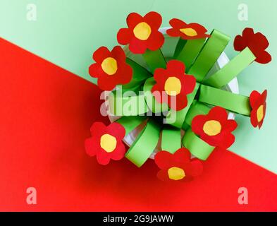 Paper kreativity flowers. Children's gift for mother's day. bouquet for ...