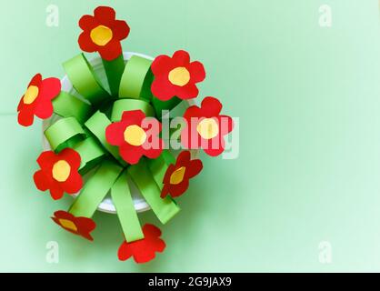 Paper kreativity flowers. Children's gift for mother's day. bouquet for ...