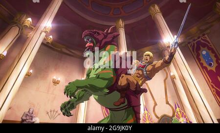 Battle Cat and He-Man Masters of the Universe Action Figures by Mattel ...