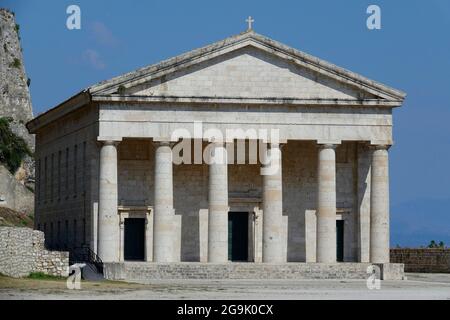 Old fortress with Hagios Georgius church, Corfu town or Kerkyra, Corfu island, Ionian Islands ...
