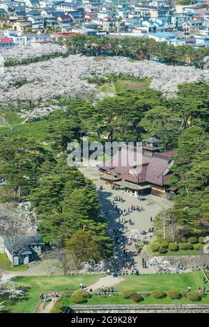 Star shaped Fort Goryokaku in the cherry blossom, Hakodate, Hokkaido ...